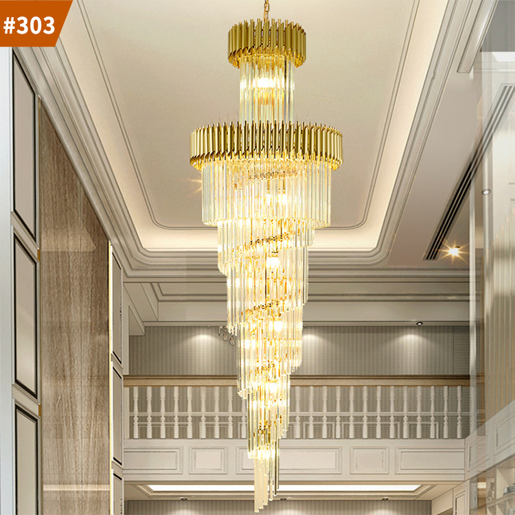 luxury hotel lobby stairwell high ceiling crystal pendant lighting ...